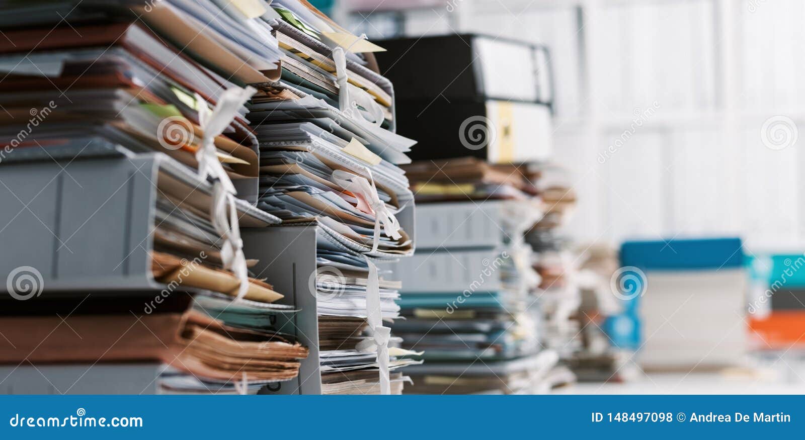 Stacks of Paperwork in the Office Stock Photo - Image of files ...