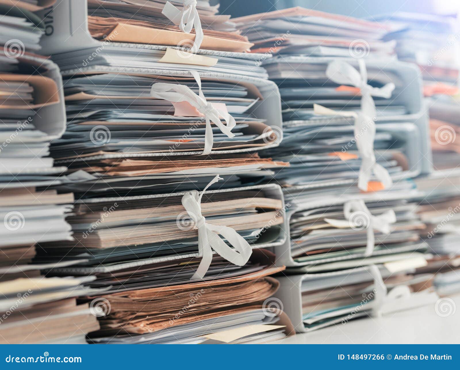 Stacks of Paperwork in the Office Stock Photo - Image of copy ...
