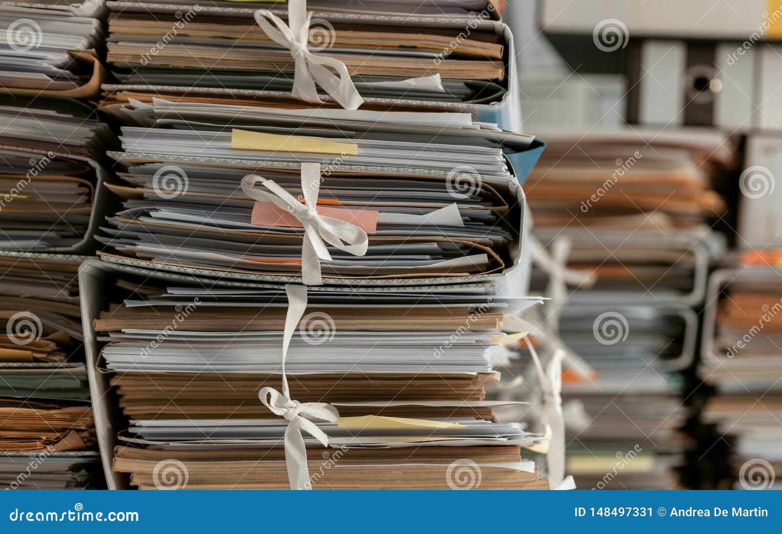 Stacks of Paperwork in the Office Stock Image - Image of load ...