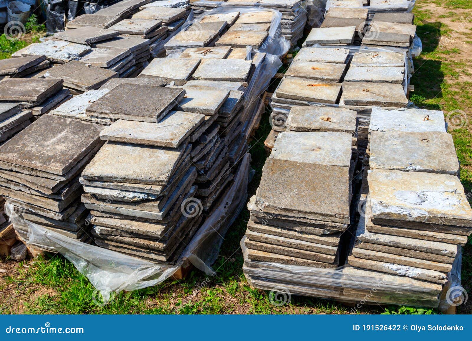 Stacks of Paving Slabs at Construction Site Stock Photo - Image of ...