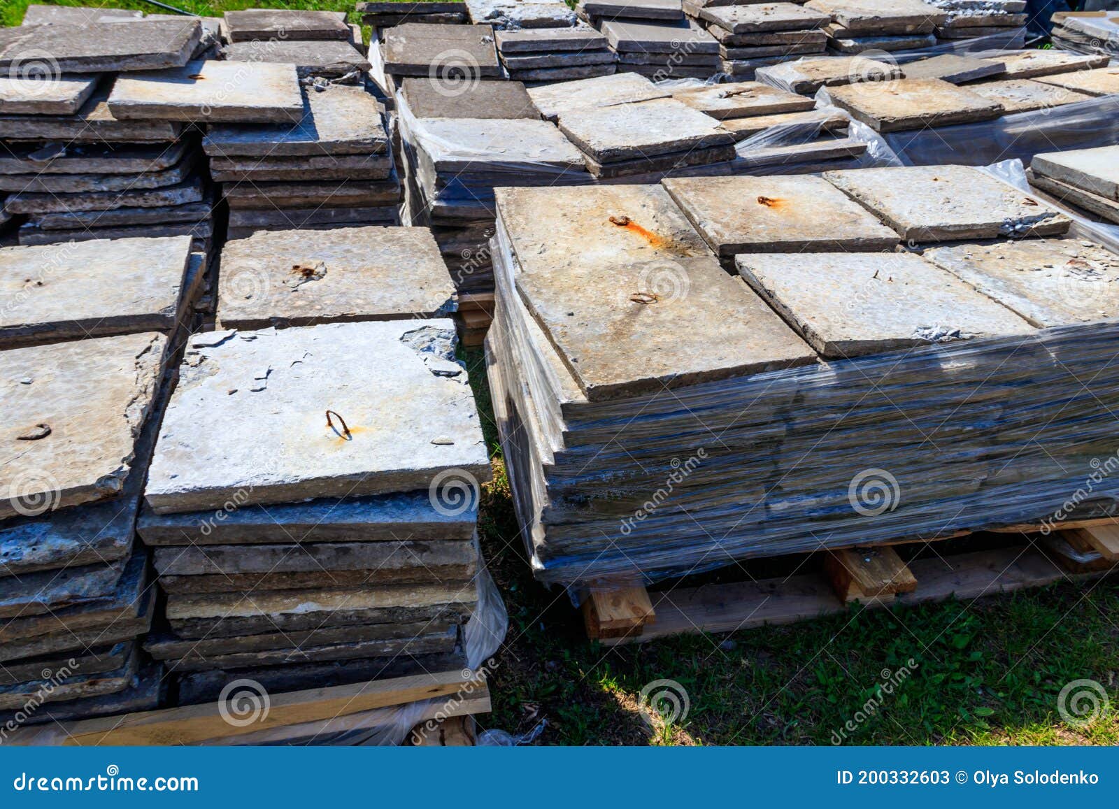 Stacks of Paving Slabs at Construction Site Stock Image - Image of pack ...