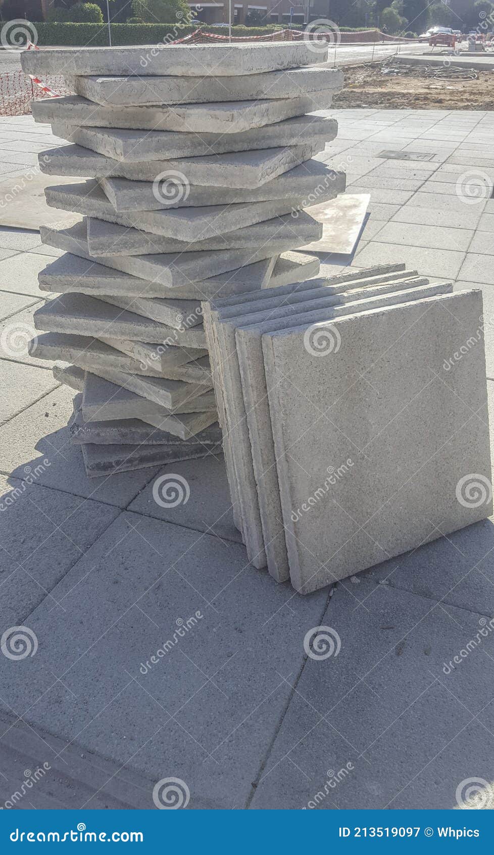 Stacks of Paving Slabs in Piles Ready To Place on Pavement Stock Image ...