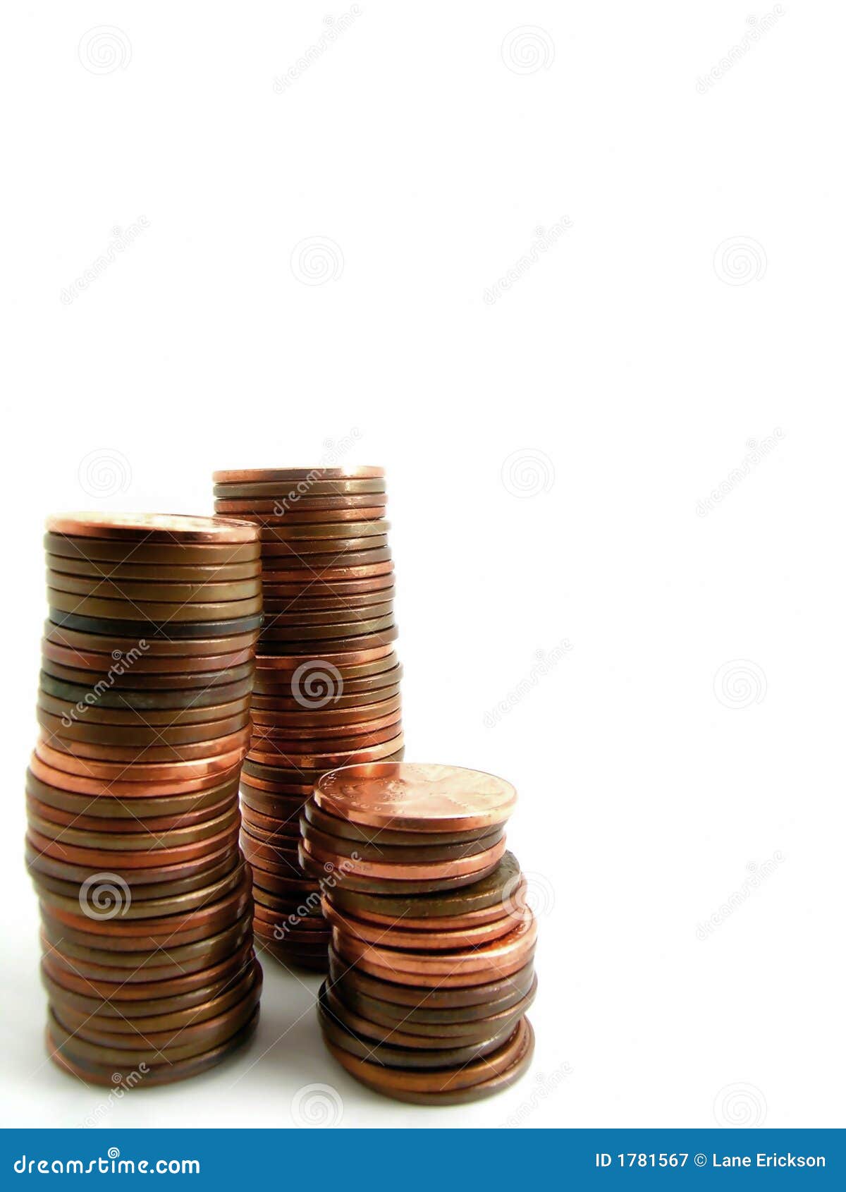 Stacks of Pennies stock image. Image of money, coins, copper - 1781567
