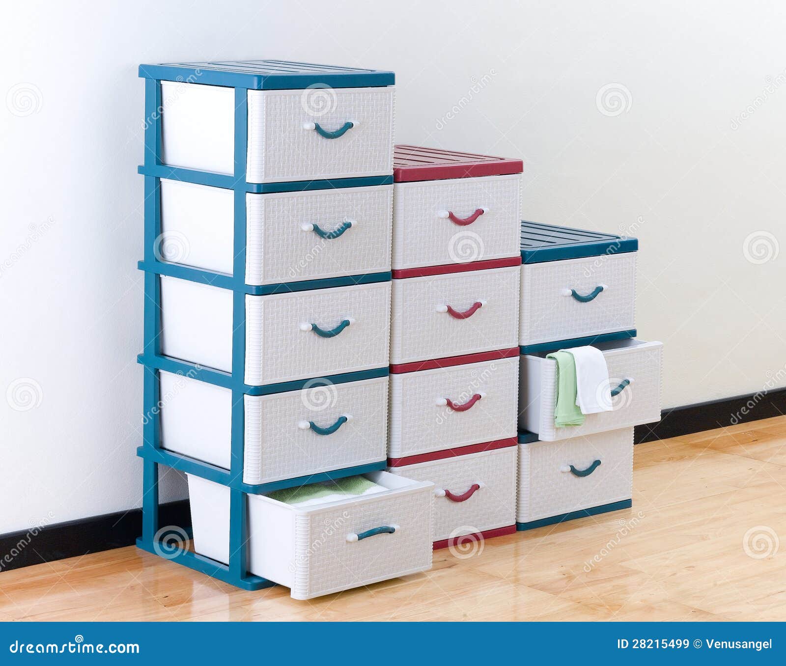 Stacks of plastic drawers stock image. Image of office - 28215499