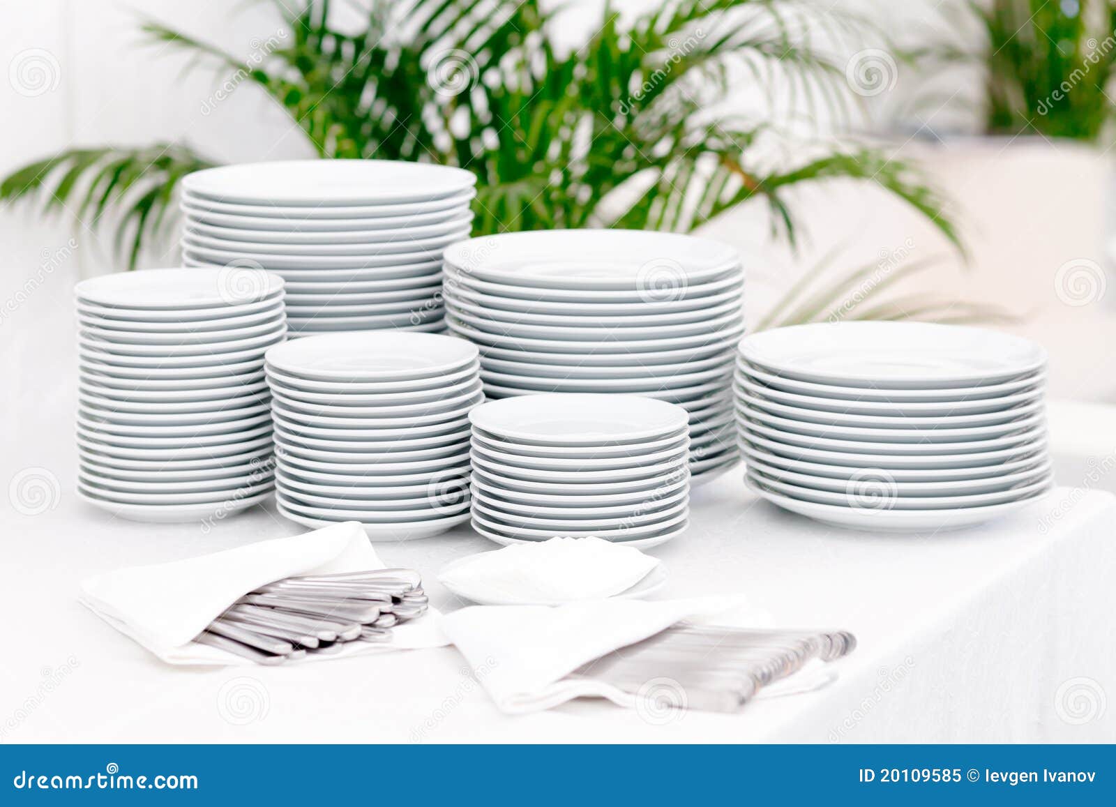 Stacks of plates stock image. Image of plate, fork, dining - 20109585
