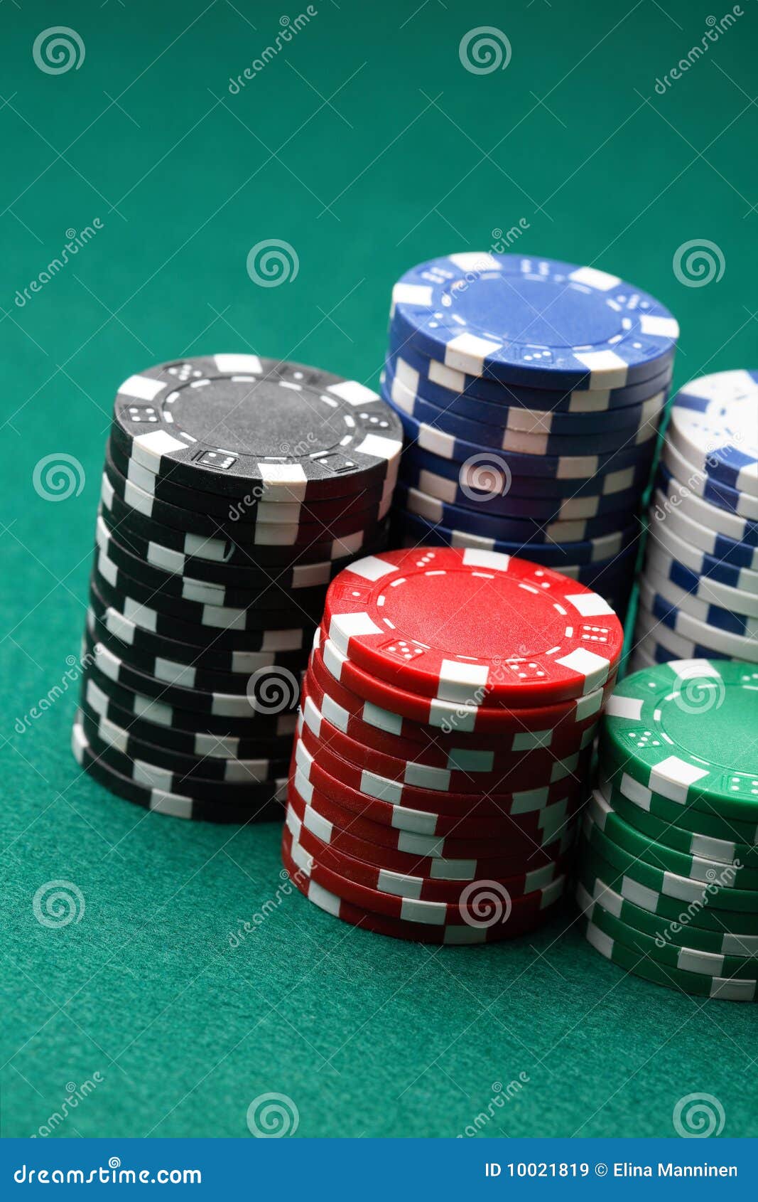Stacks of Poker Chips on a Green Surface. Stock Image - Image of felt ...