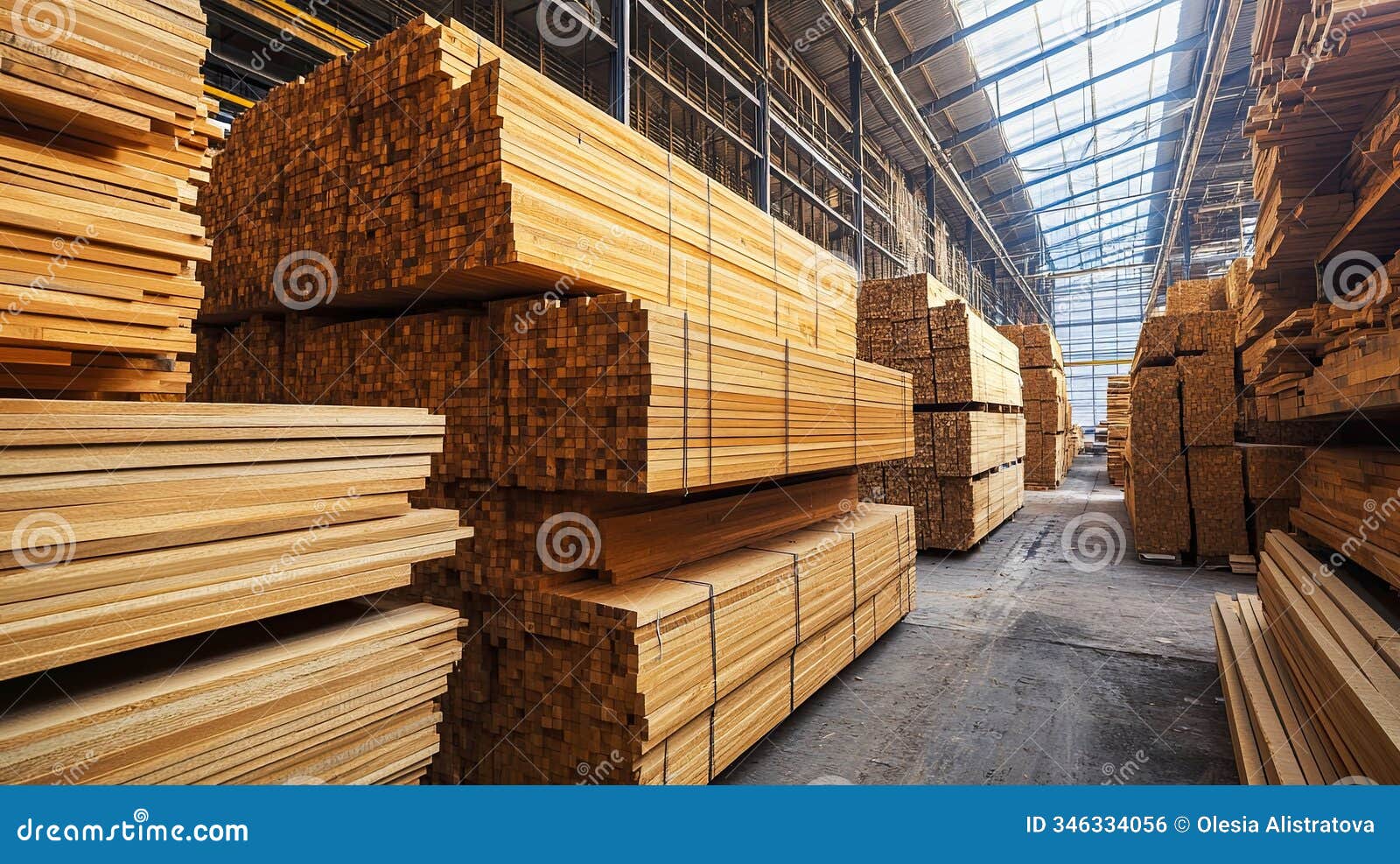 Stacks of Processed Timber Planks in a Warehouse, Representing Wood ...