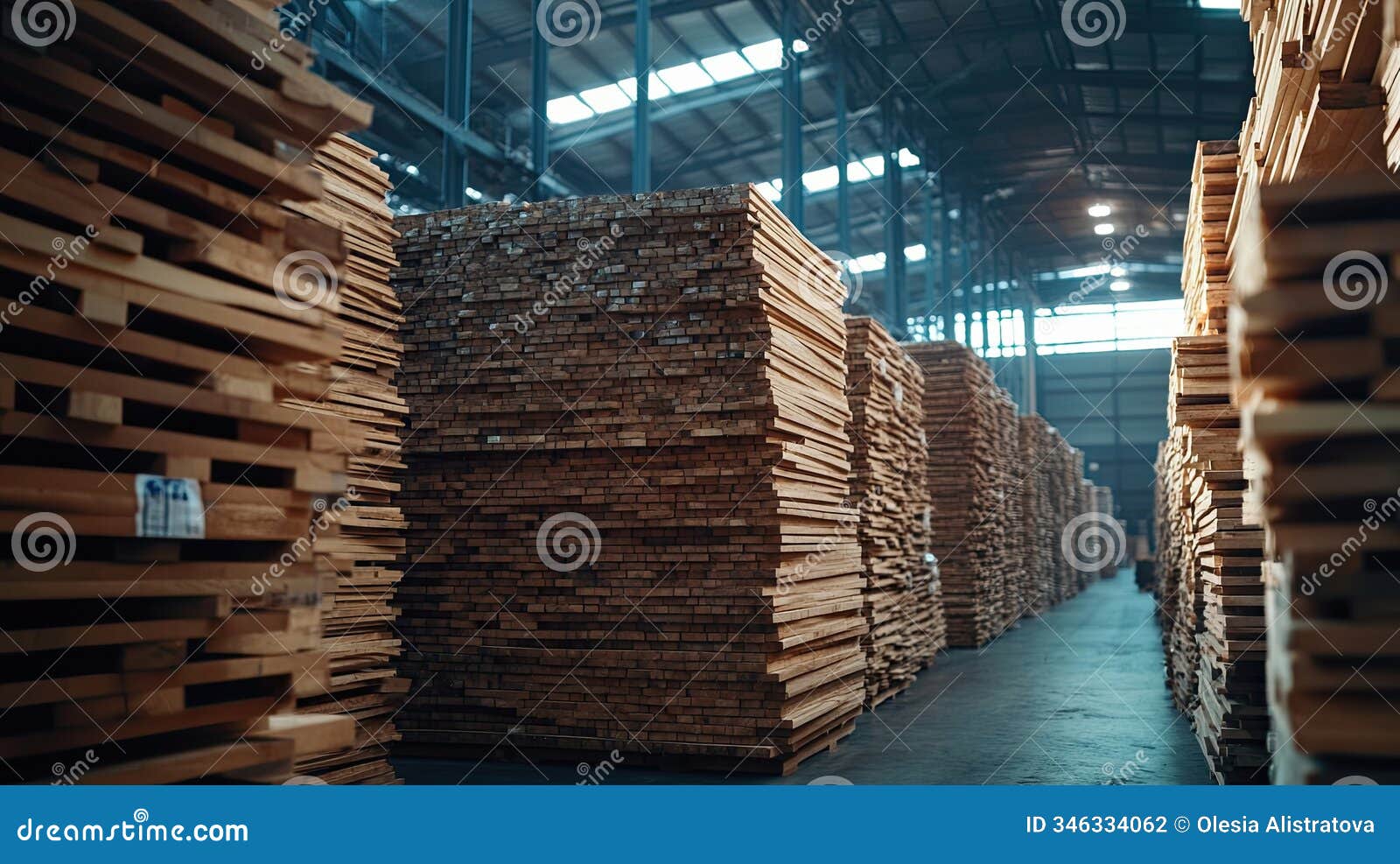 Stacks of Processed Timber Planks in a Warehouse, Representing Wood ...