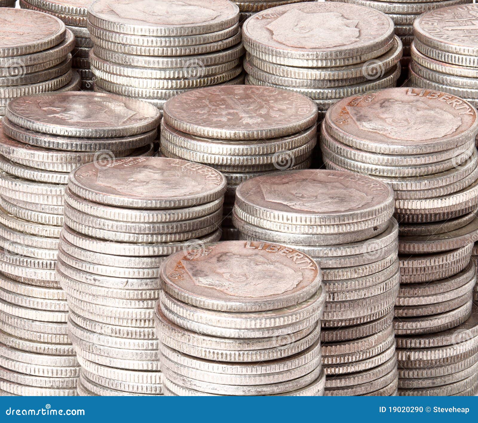 Stacks of Pure Silver Coins Stock Photo - Image of cent, tower: 19020290