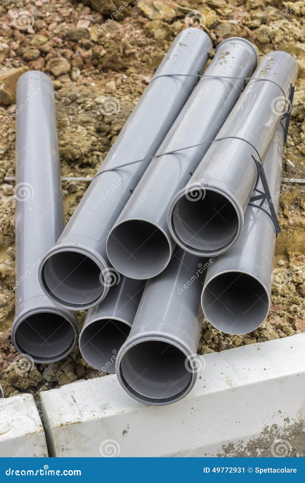 Stacks of Pvc Pipes at Construction Site Stock Image - Image of ...