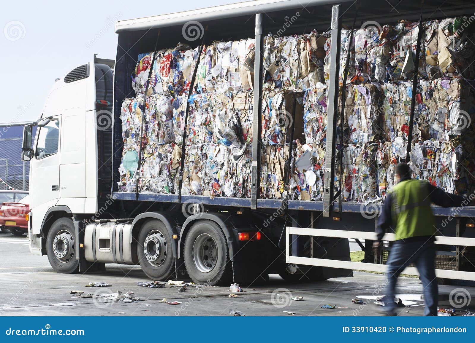 Stacks of Recycled Paper in Lorry Stock Photo - Image of paper ...