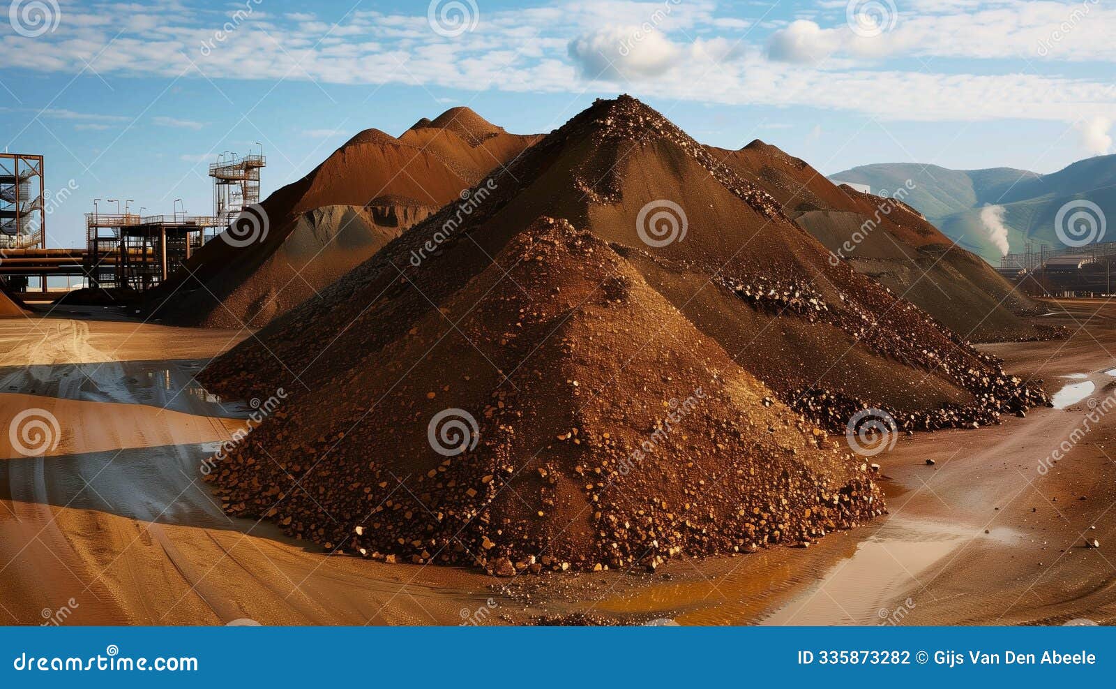 Stacks of Red Bauxite Ore in Aluminum Plant Stock Illustration ...