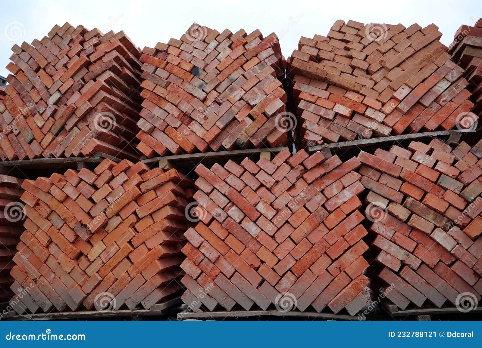 Stacks of Red Bricks at Outdoor Construction Supermarket Stock Image ...
