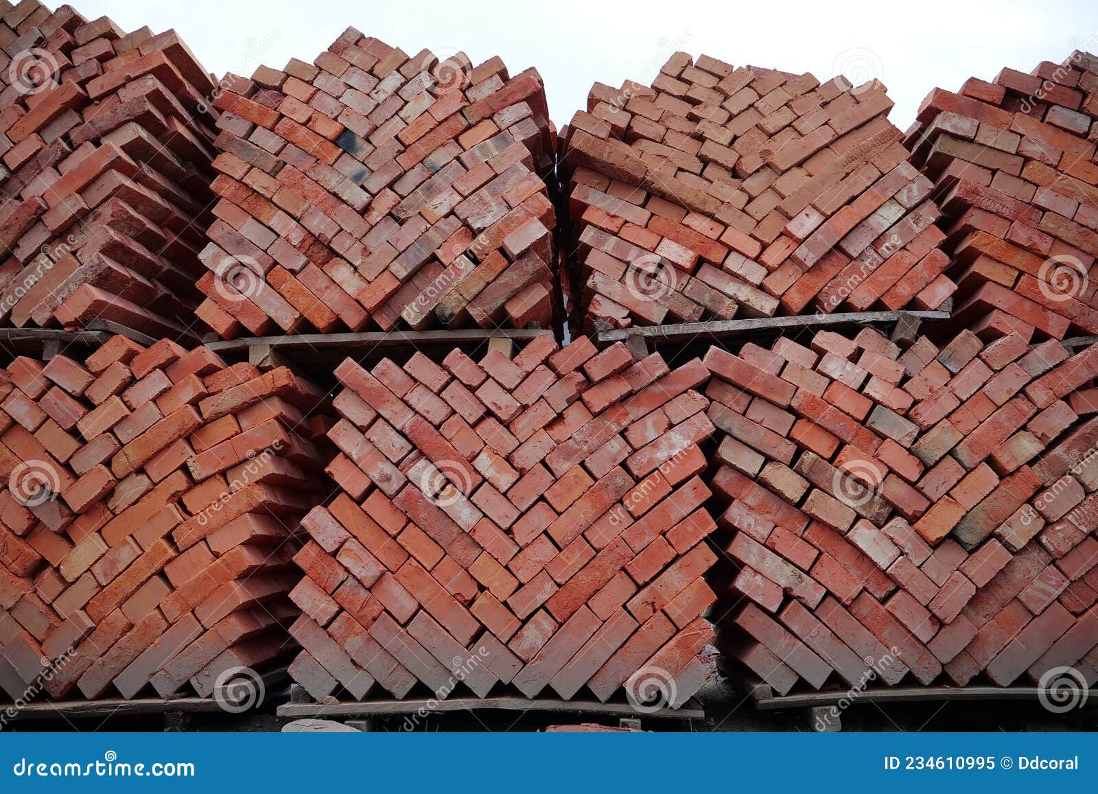 Stacks of Red Bricks at Outdoor Construction Supermarket Stock Image ...