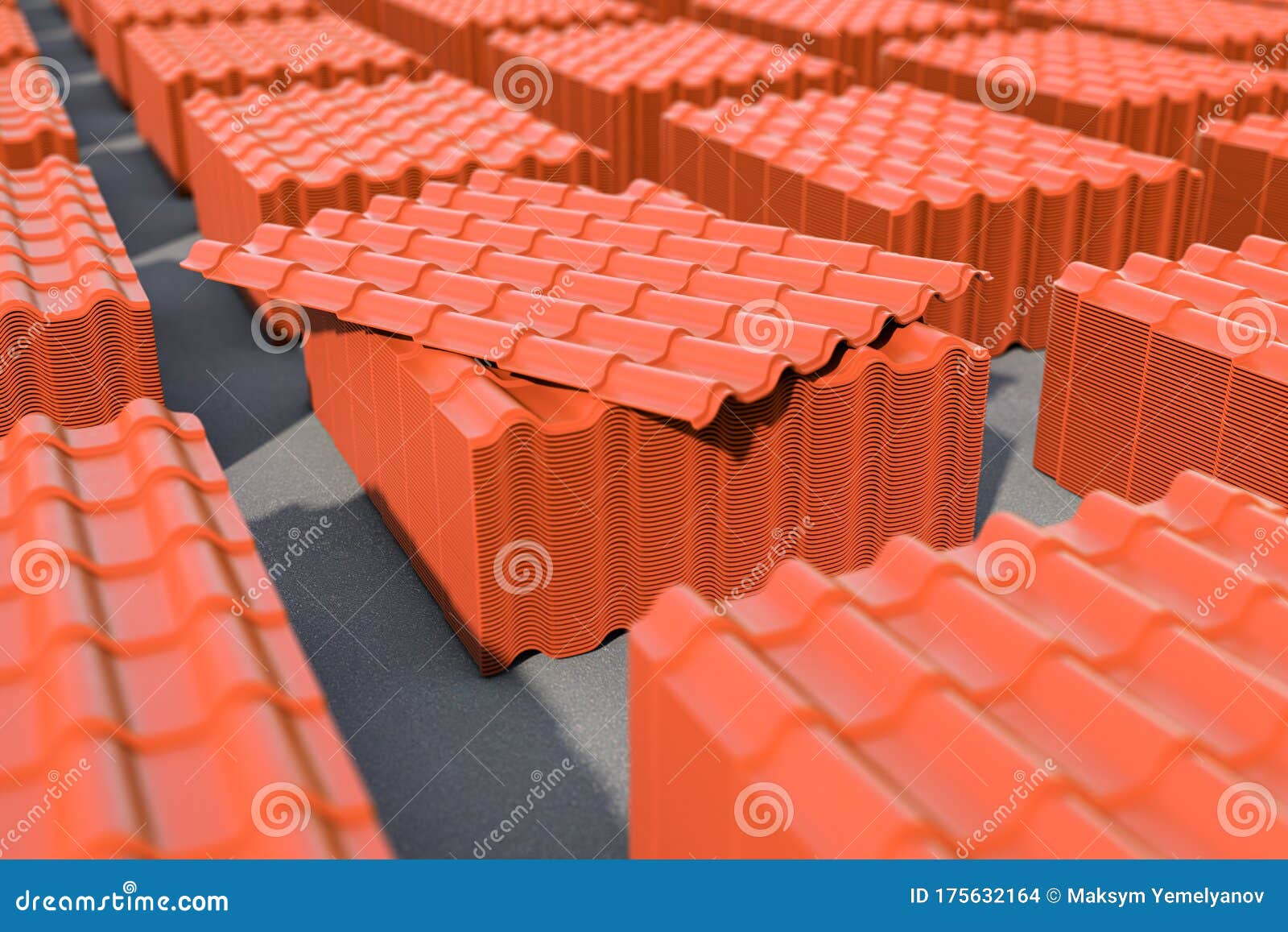 Stacks of Red Metal Tile Sheets in the Warehouse for Roof Construction ...