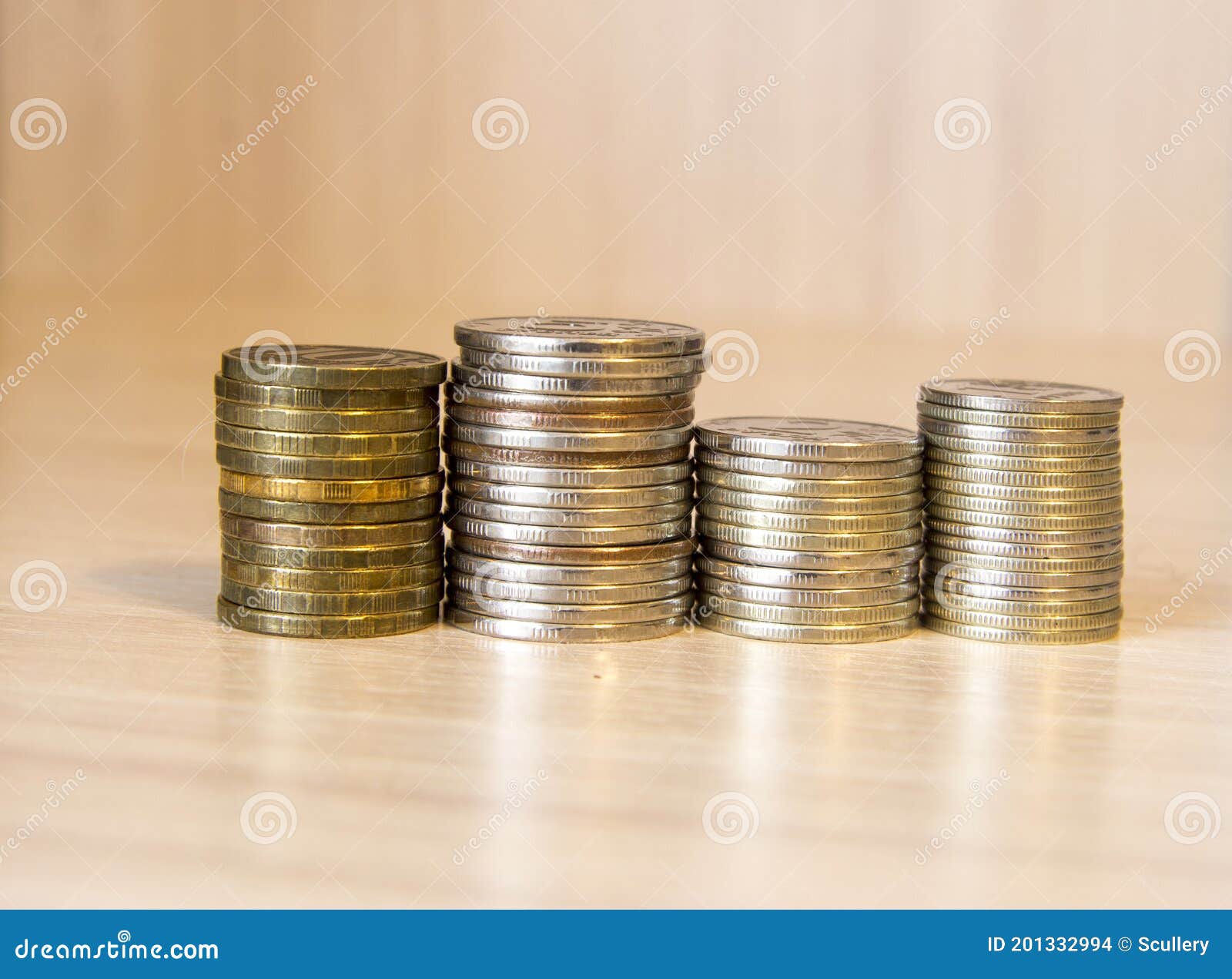 Stacks of Russian Coins Laying on the White Background Stock Photo ...