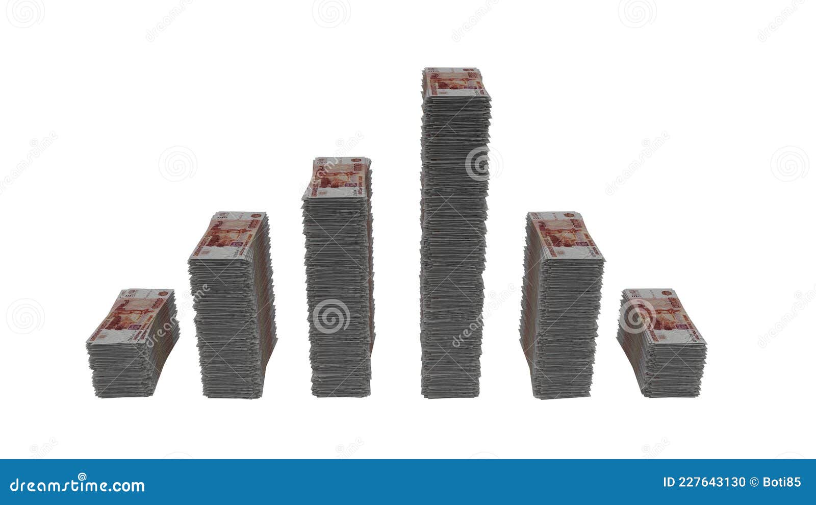 Stacks of Russian Rubles Rising and Falling in a Wave Stock ...