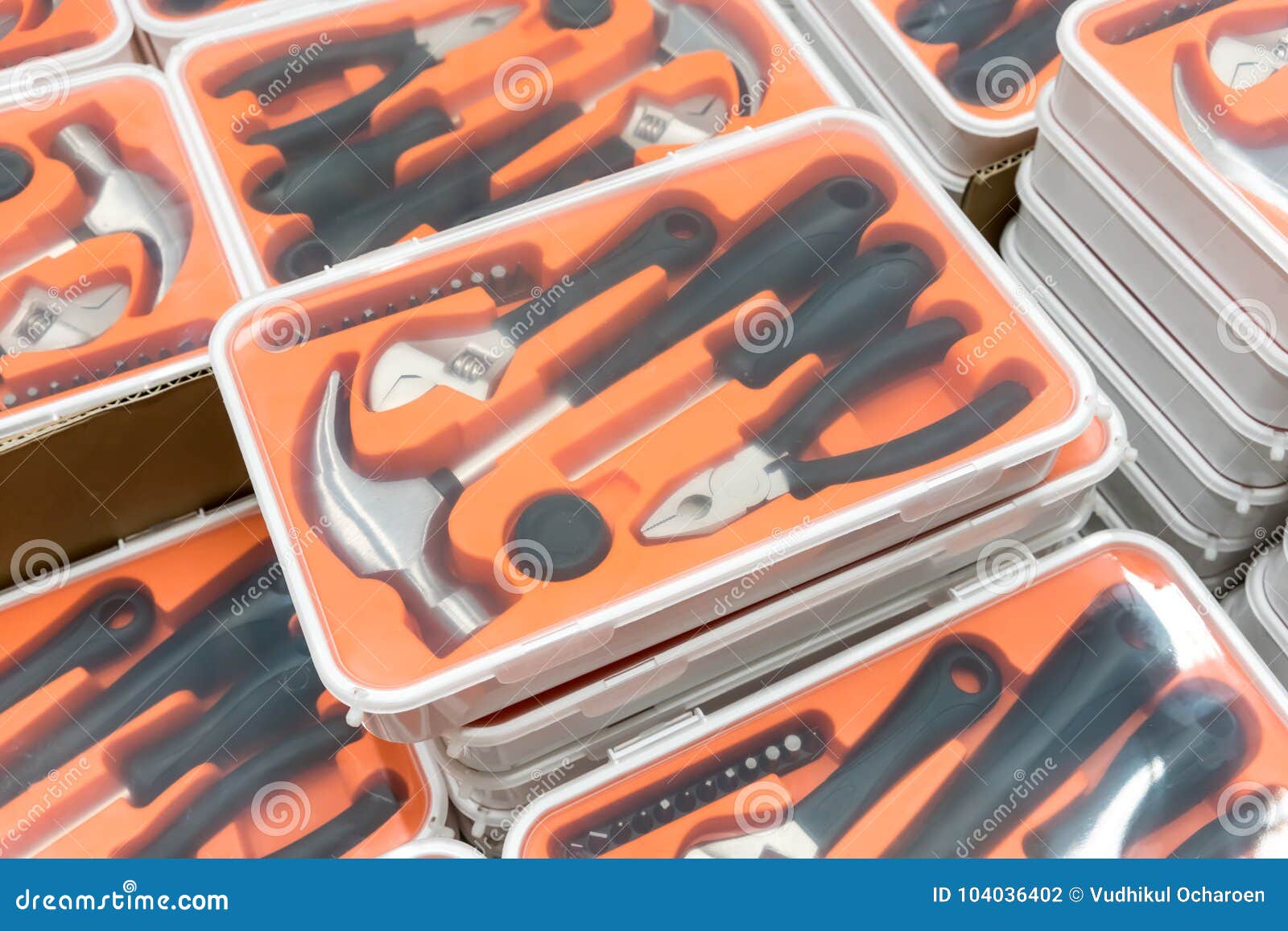 Stacks of See-through Plastic Toolbox Case Stock Photo - Image of ...