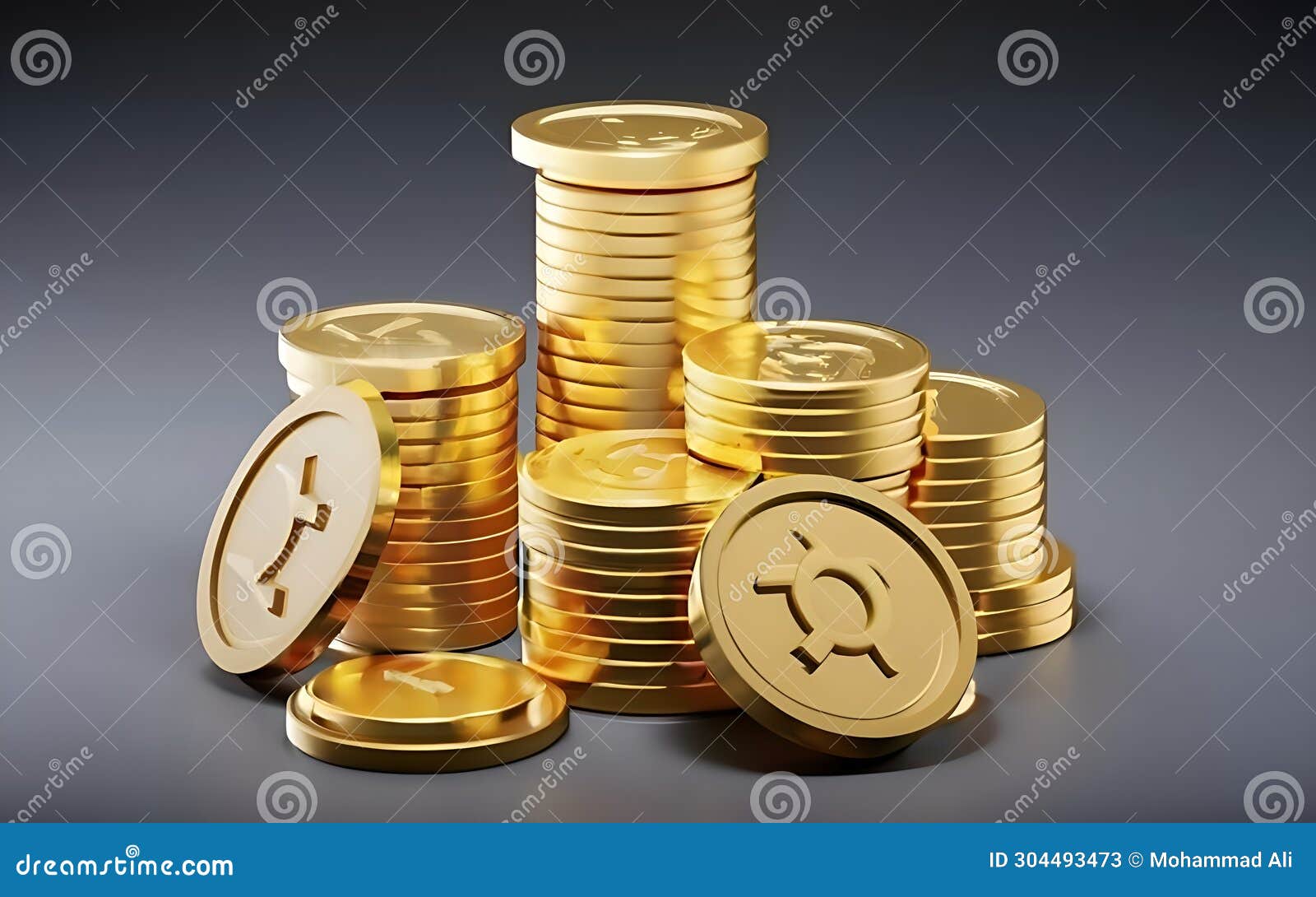 Stacks of Shiny Coins Isolated on Transparent Background, Illustration ...
