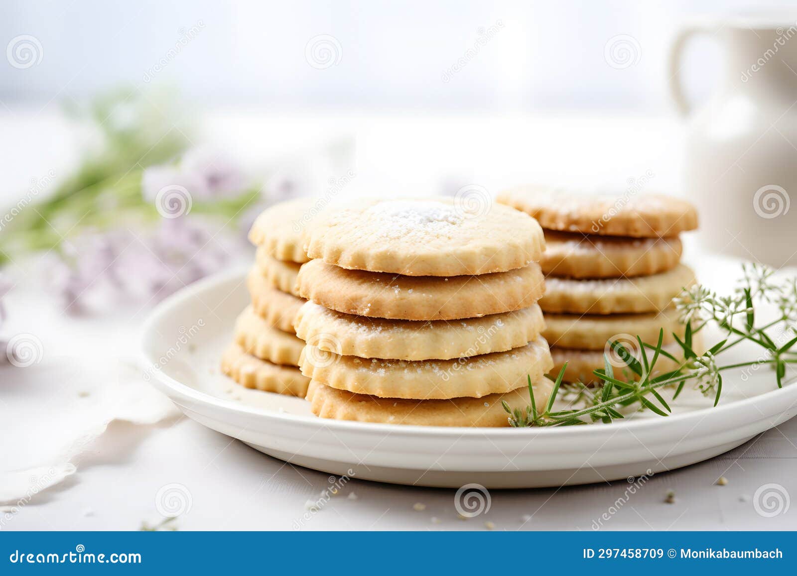 Stacks of Shortbread Cookies on Plate Stock Illustration - Illustration ...