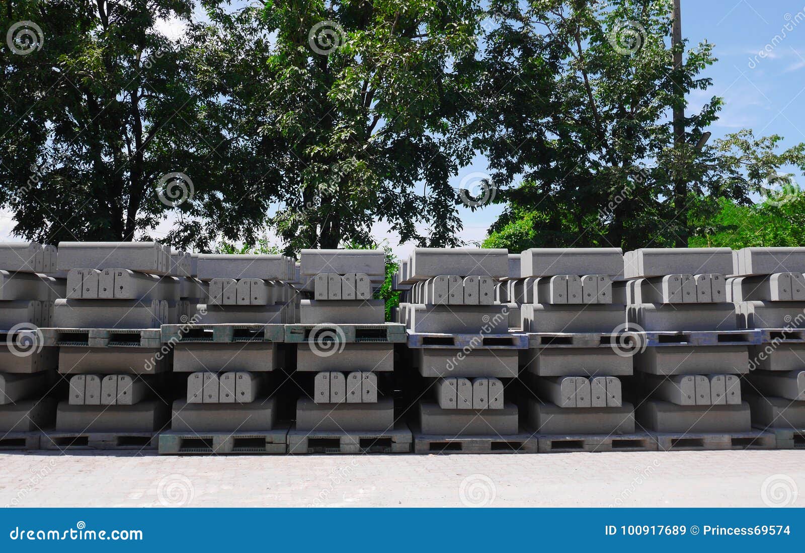 Stacks of Precast Concrete in a Factory Stock Image - Image of core ...