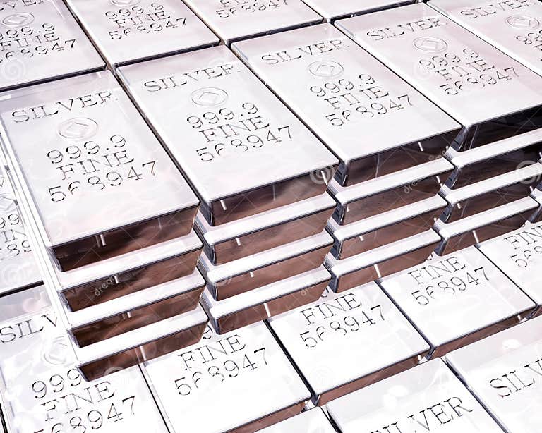 Stacks of silver bars stock illustration. Illustration of market - 5372529