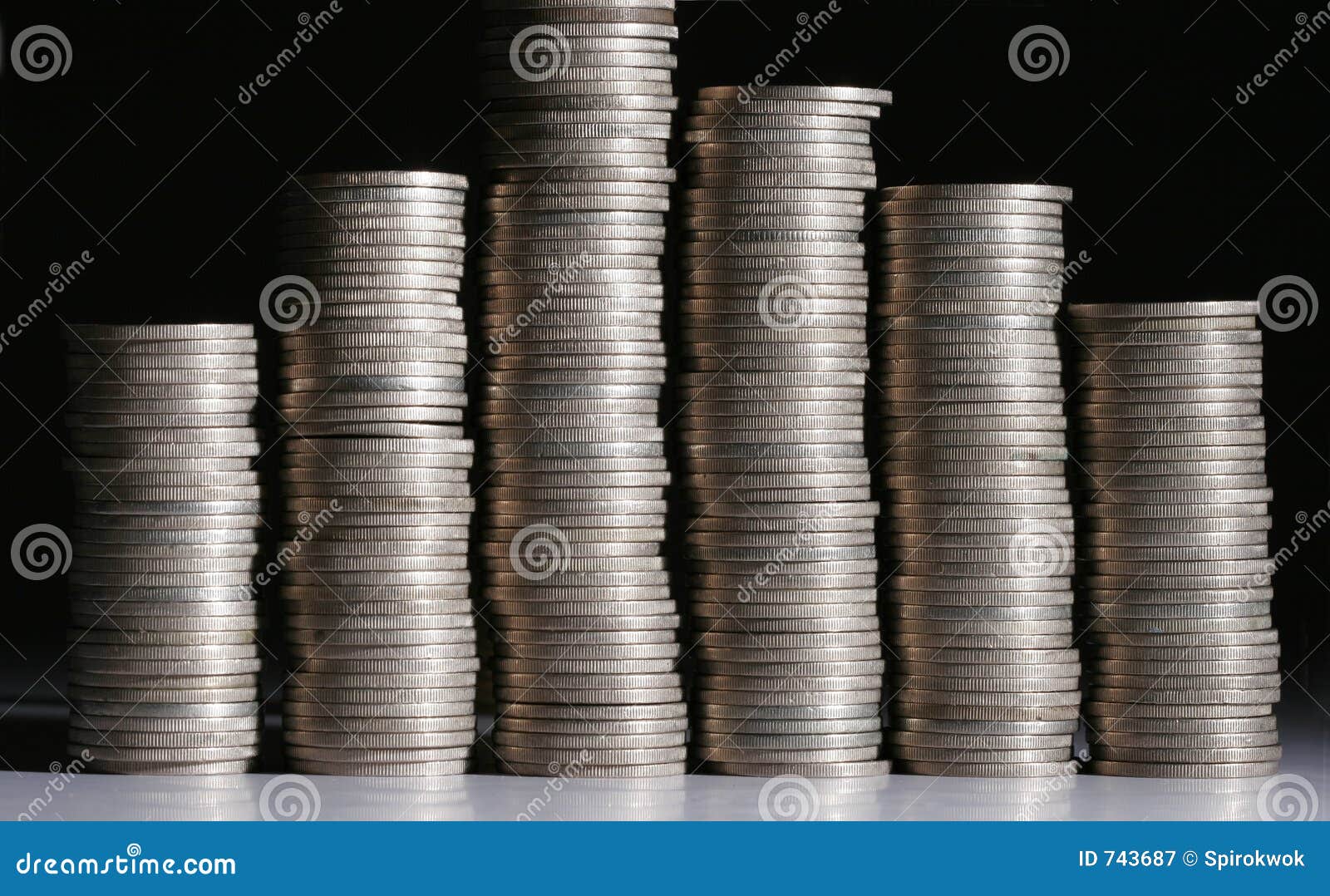 Stacks of silver coins stock image. Image of silver, money - 743687