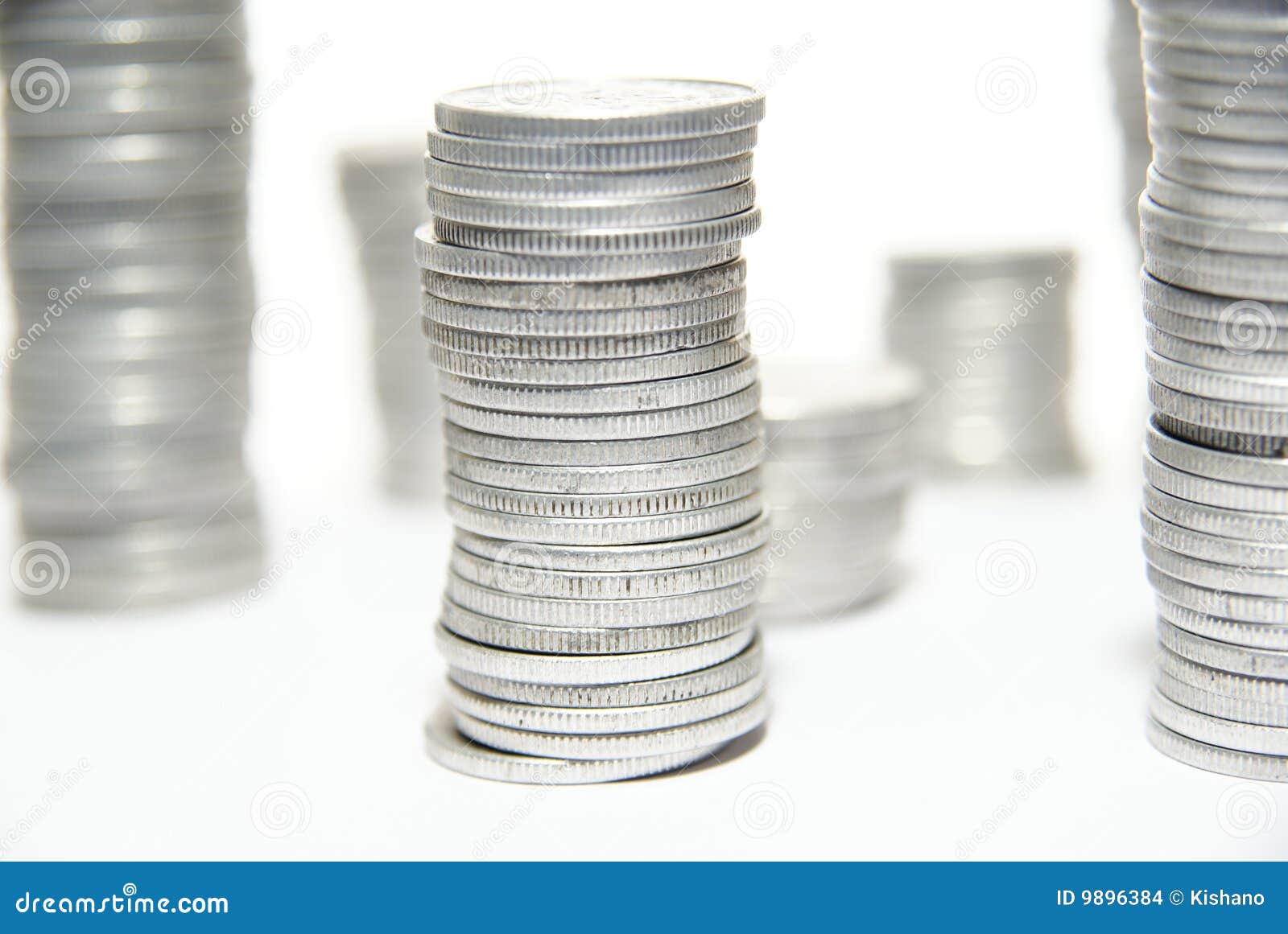 Stacks of silver coins stock photo. Image of tall, wealthy - 9896384