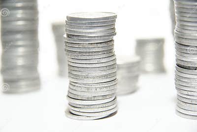 Stacks of silver coins stock photo. Image of tall, wealthy - 9896384