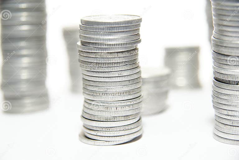 Stacks of silver coins stock photo. Image of tall, wealthy - 9896384