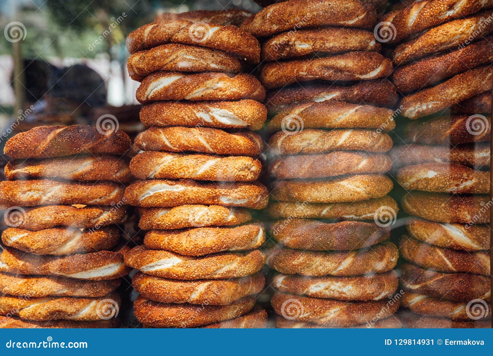 Stacks of Simit Bread in Istanbul, Turkey Stock Image - Image of food ...