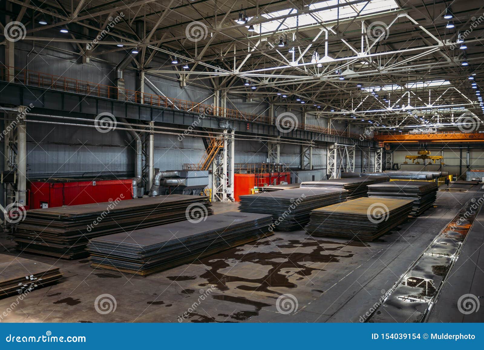 Stacks of Steel Sheets in Warehouse Stock Photo - Image of crane ...