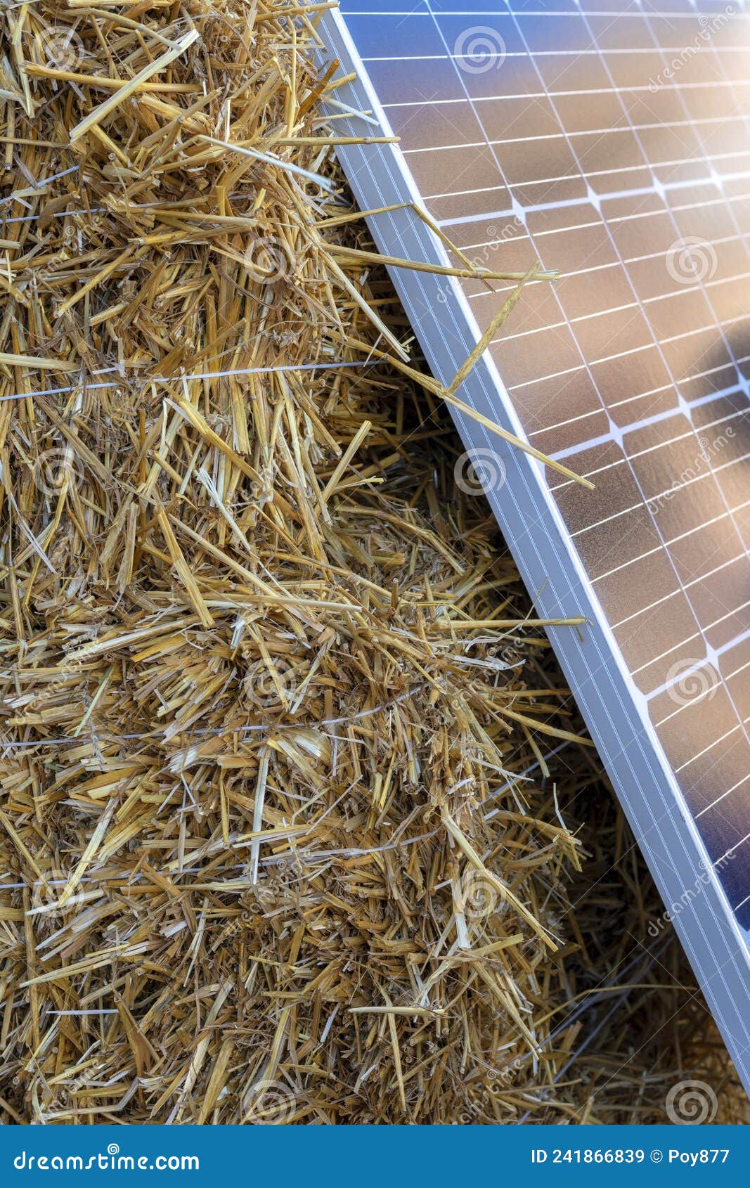 Stacks of Straw and Solar Panel Stock Image - Image of feed, summer ...