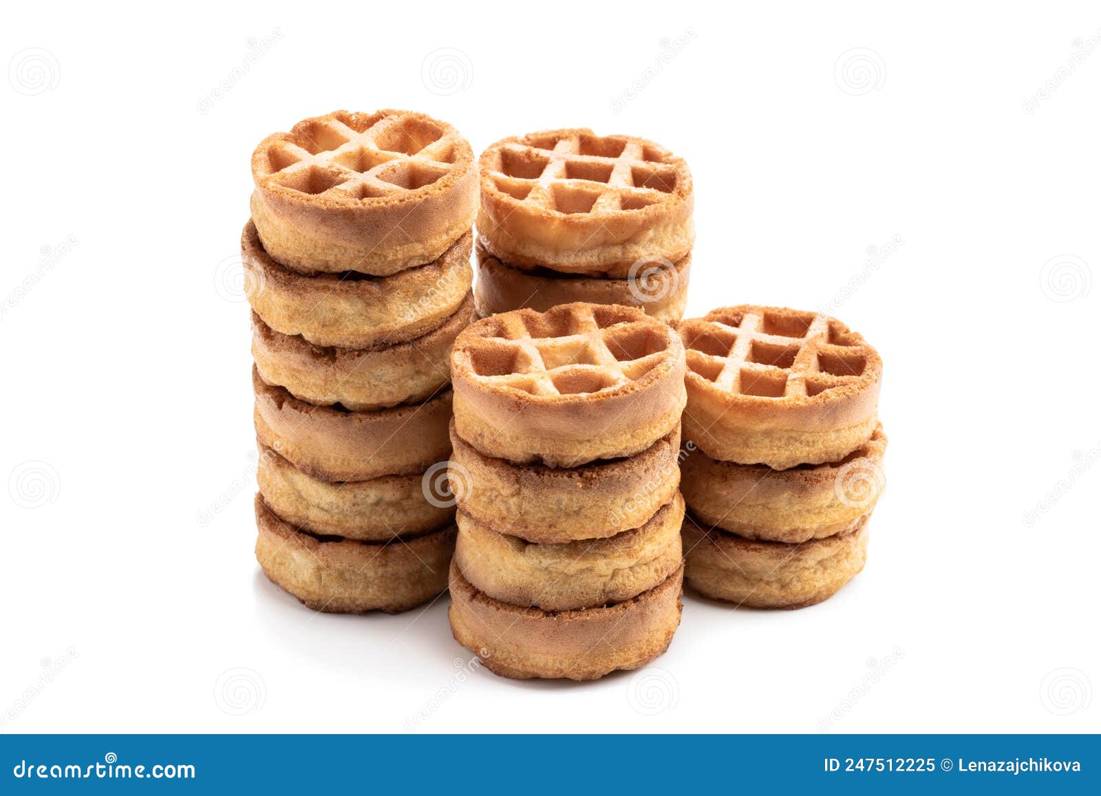 Stacks of Tasty Round Mini Waffles Isolated on White Stock Image ...