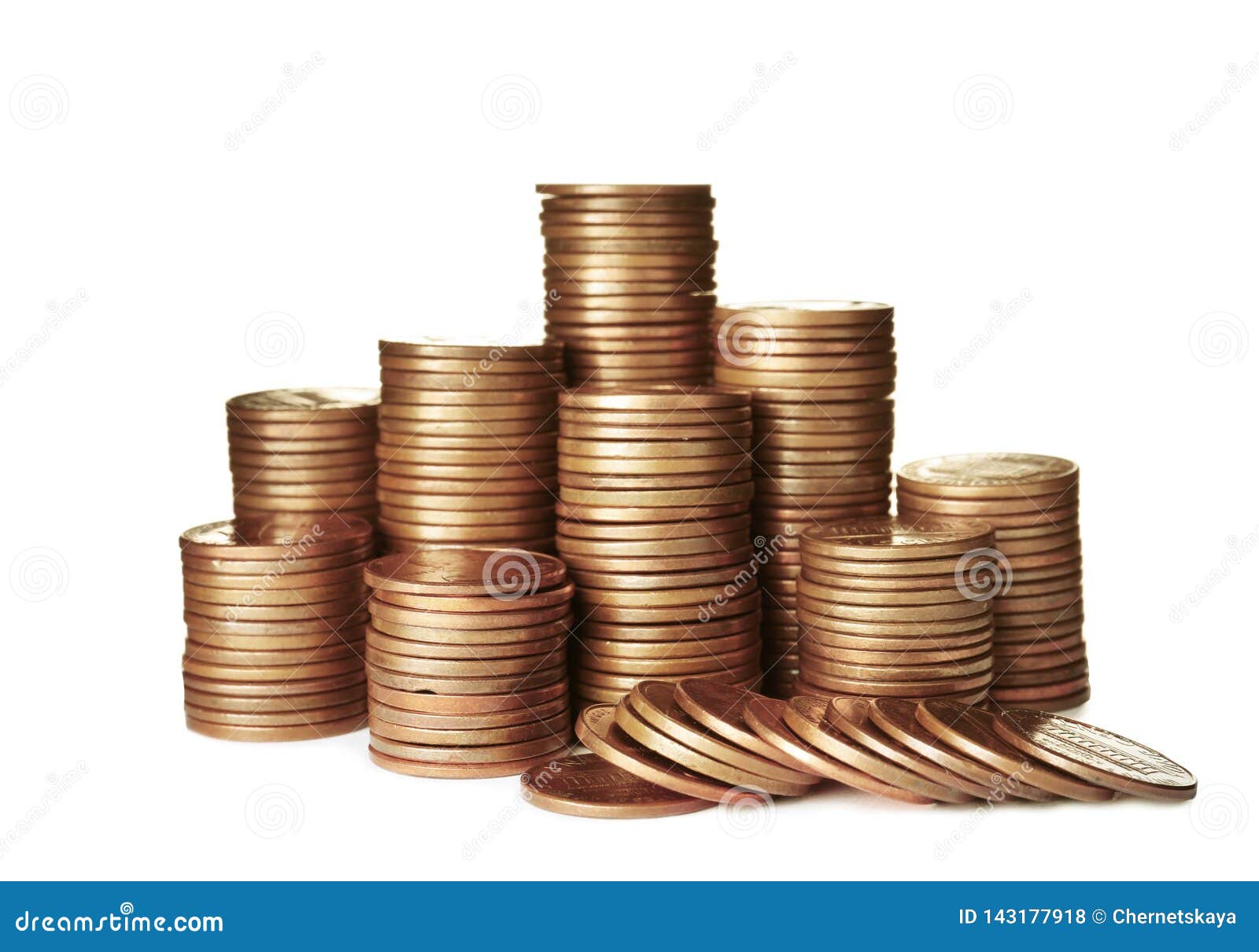 Stacks of US Coins Isolated Stock Photo - Image of america, account ...
