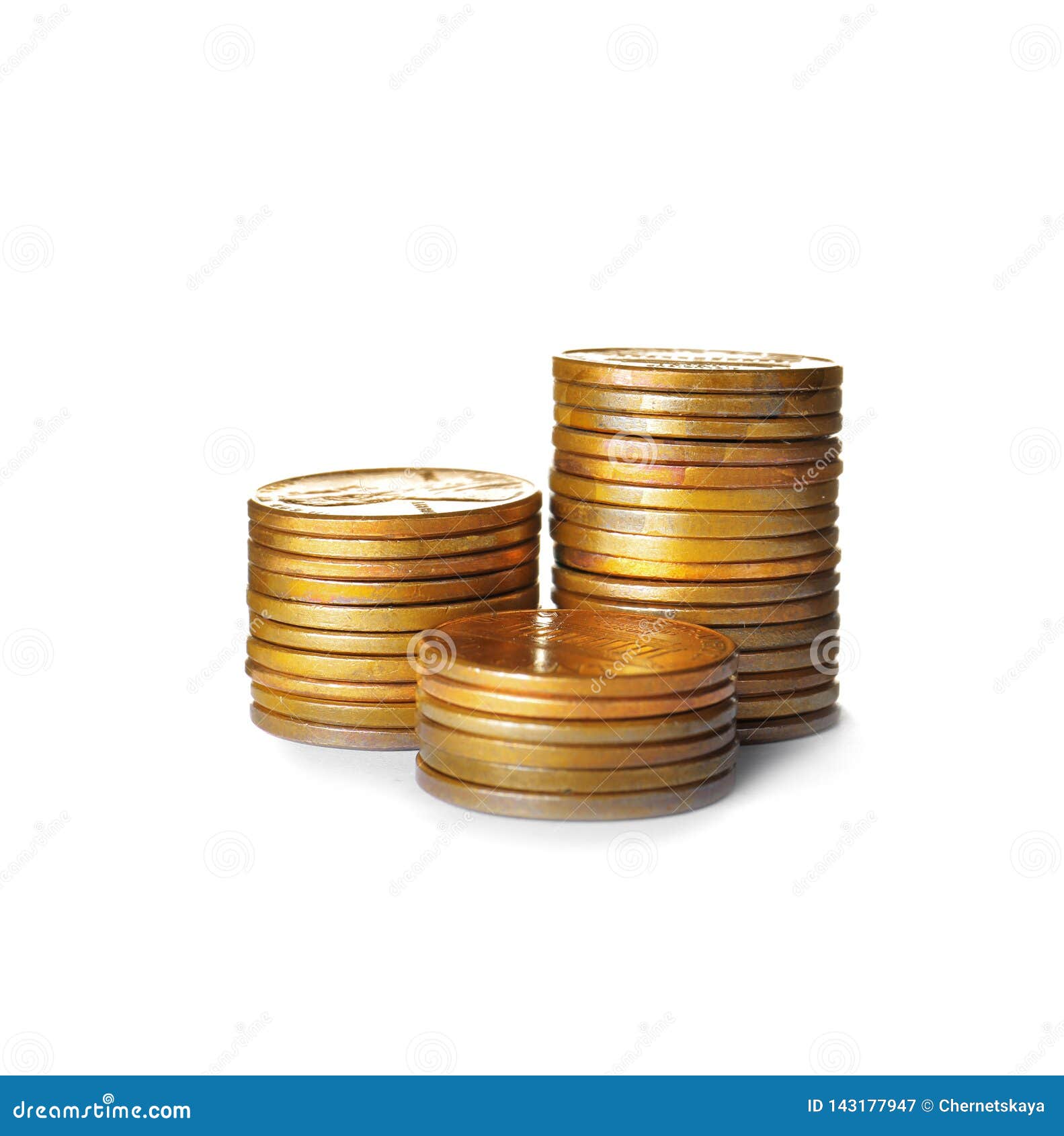 Stacks of US Coins Isolated Stock Image - Image of account, coins ...