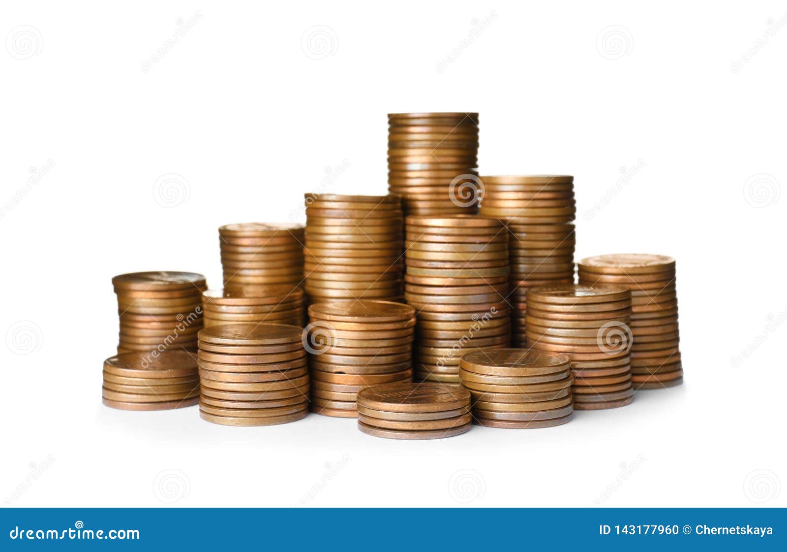 Stacks of US Coins Isolated Stock Photo - Image of increase, business ...