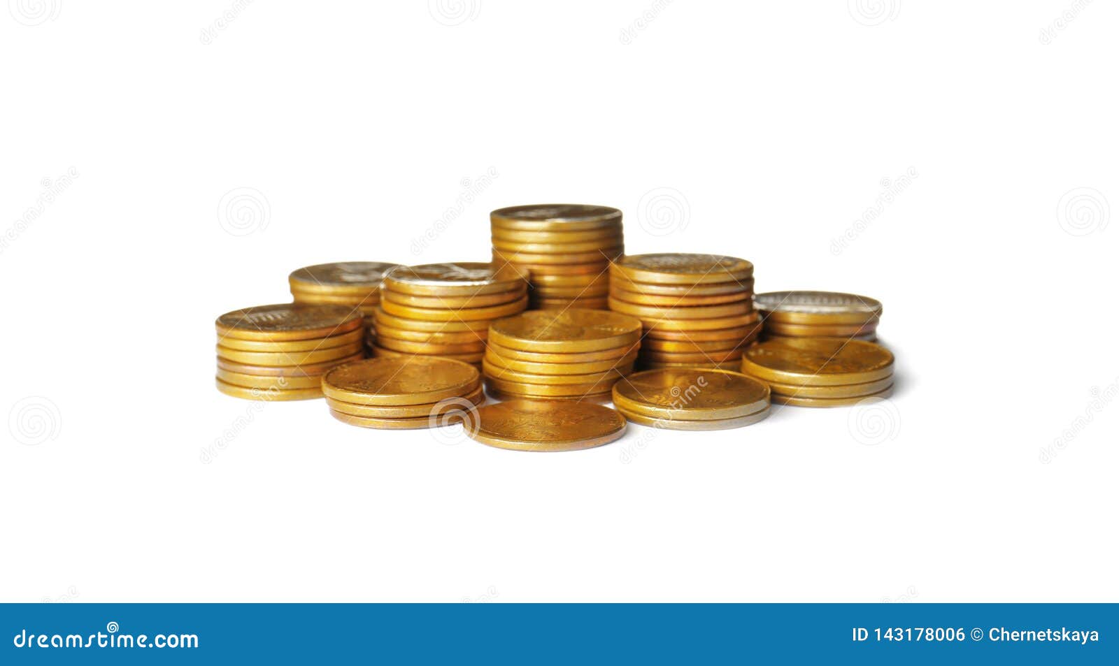 Stacks of US Coins Isolated Stock Photo - Image of gold, american ...