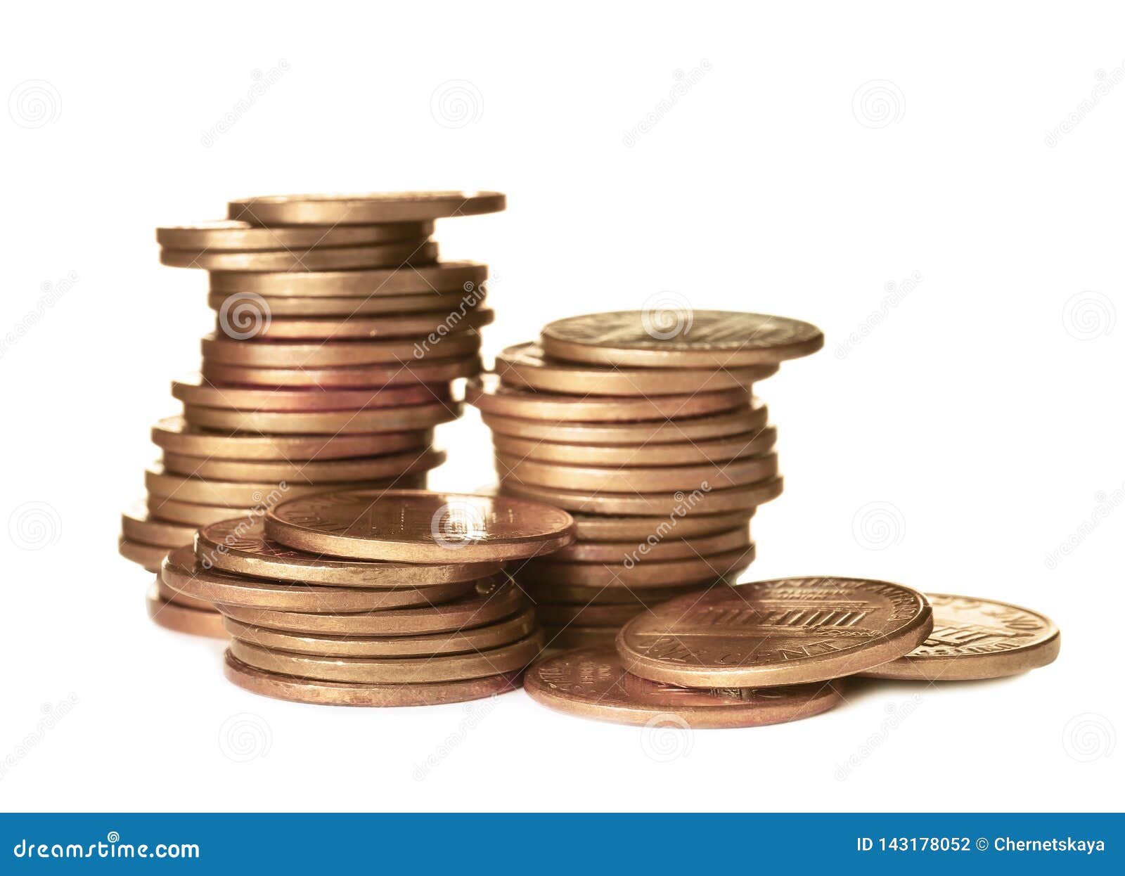 Stacks of US Coins Isolated Stock Photo - Image of background, budget ...