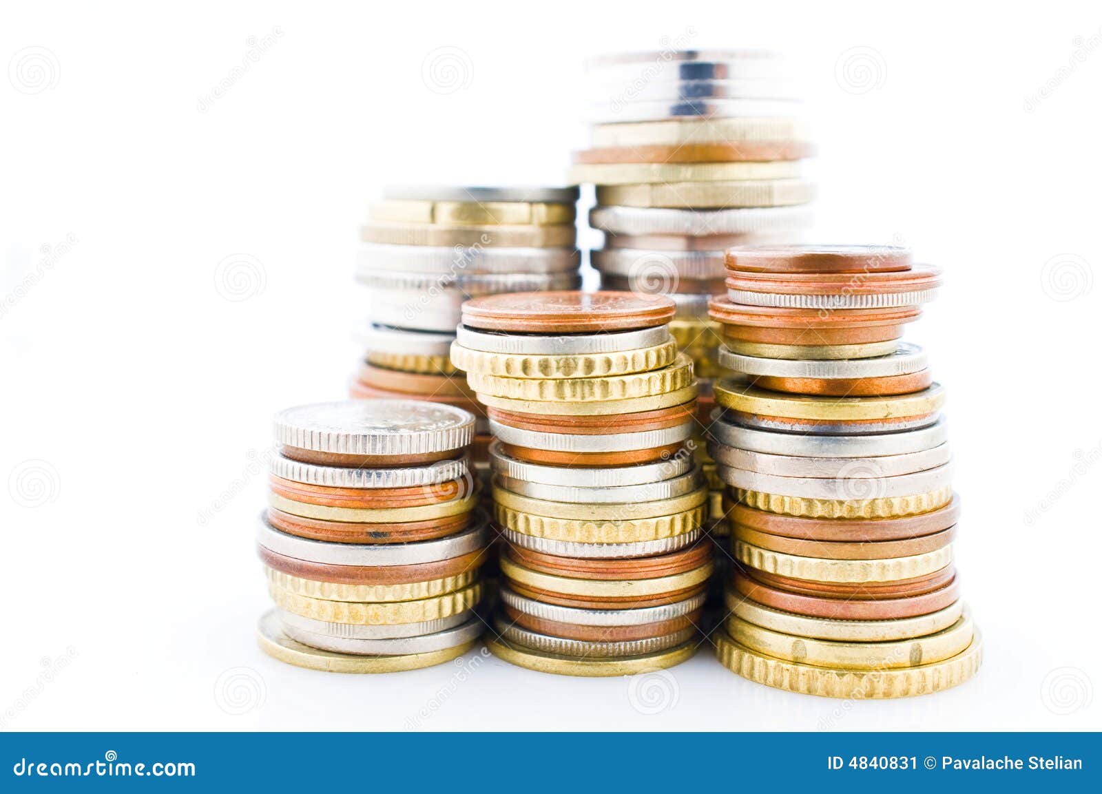 Stacks of various coins stock image. Image of finance - 4840831