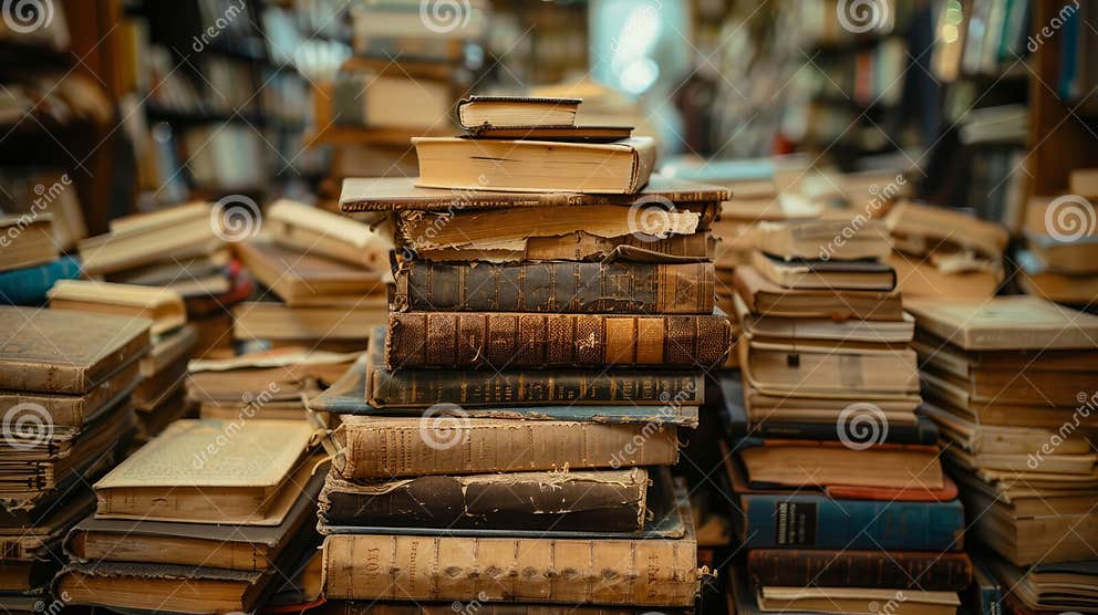 Stacks of Various Old Books. Stock Photo - Image of texts, used: 354036006