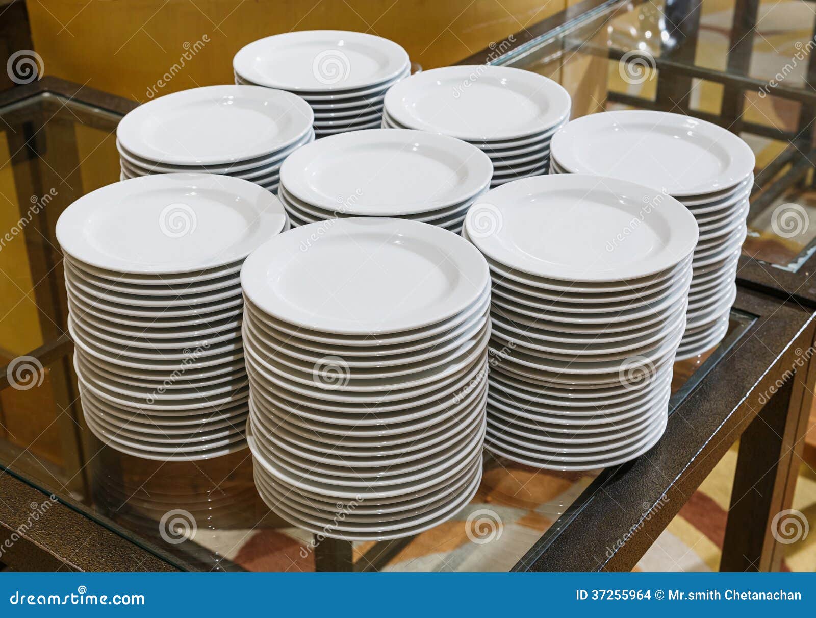 Stacks of white dishes stock photo. Image of plate, side - 37255964