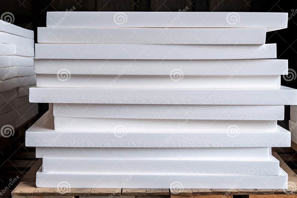 Stacks of White Extruded Polystyrene Sheets Insulative Material for ...