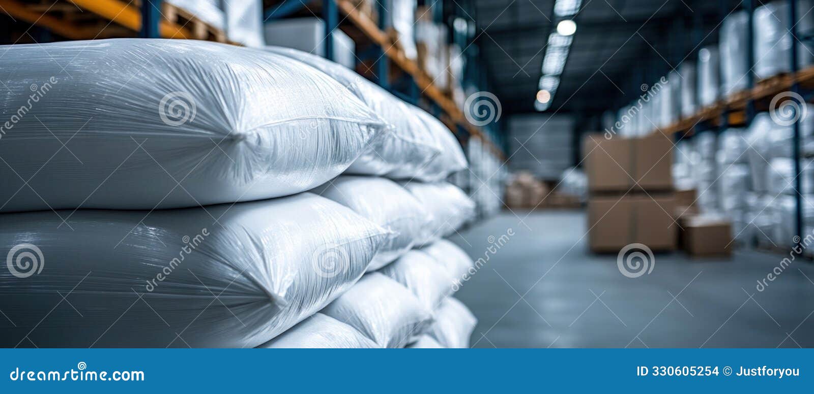 Stacks of Wrapped Goods in Industrial Warehouse Stock Illustration ...