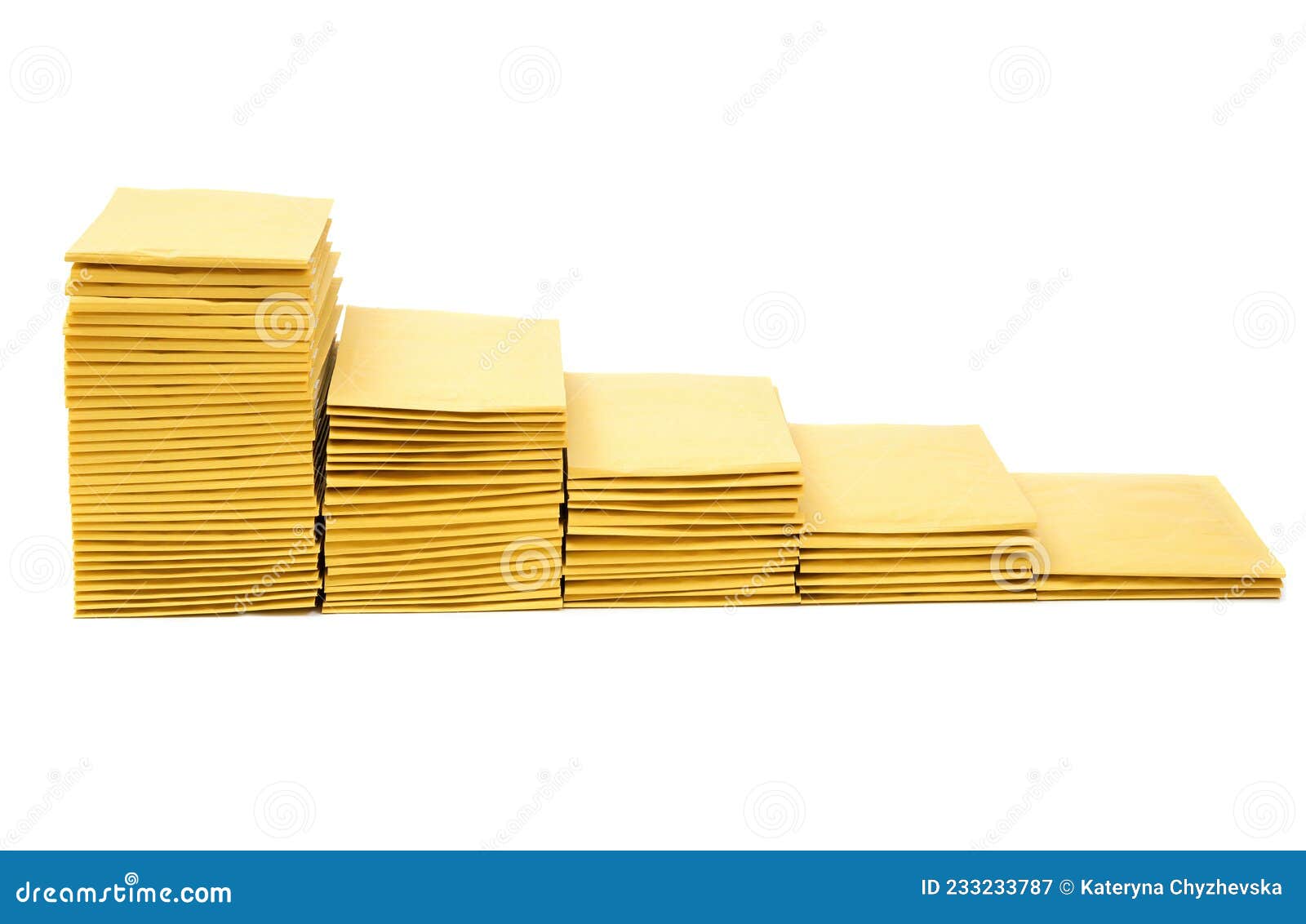 Stacks of Yellow Padded Envelopes on White Background Stock Image ...