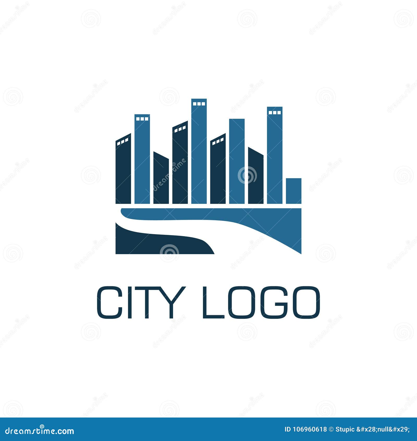 Stad Logo Vector Art Logo Template Och Illustration Stock ...