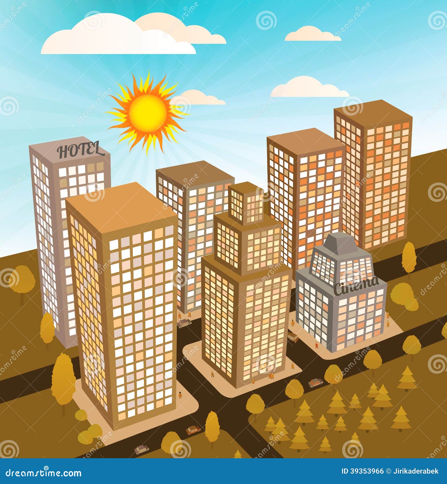 Stad in perspectief vector illustratie. Illustration of dozen - 39353966