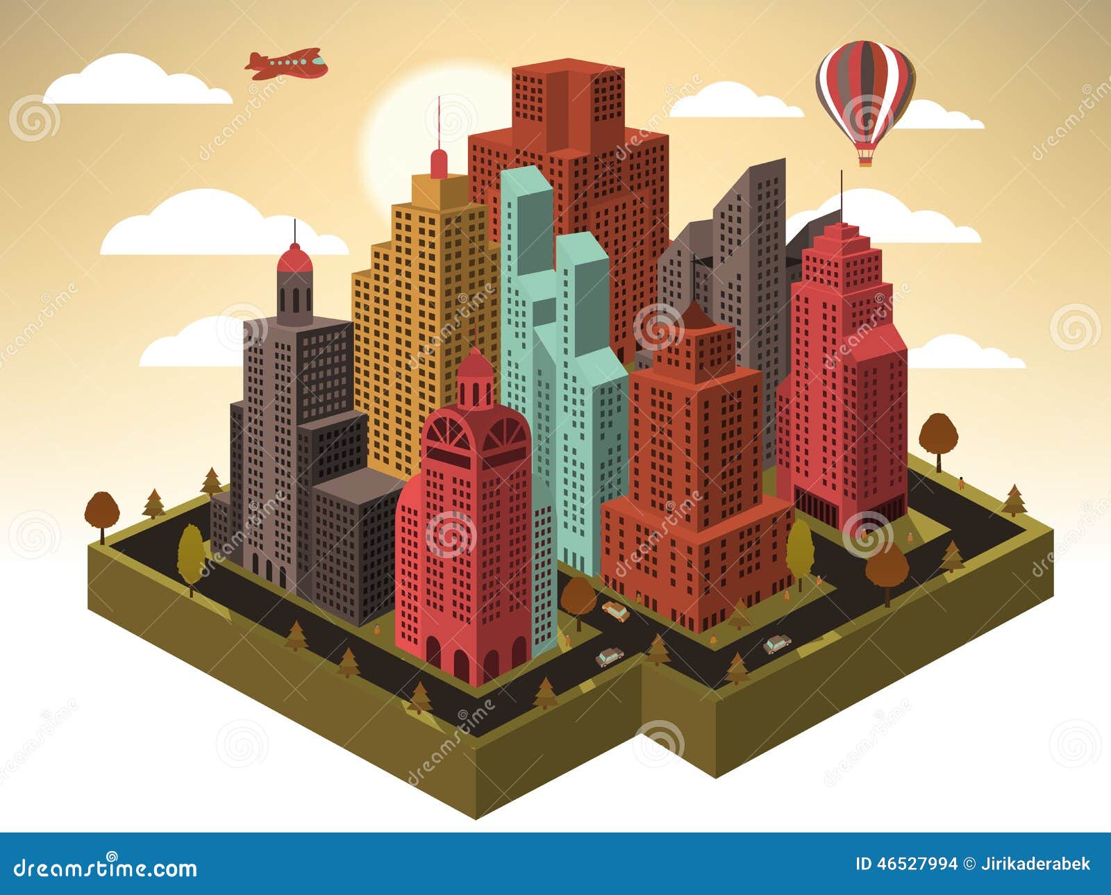 Stad in perspectief vector illustratie. Illustration of leven - 46527994