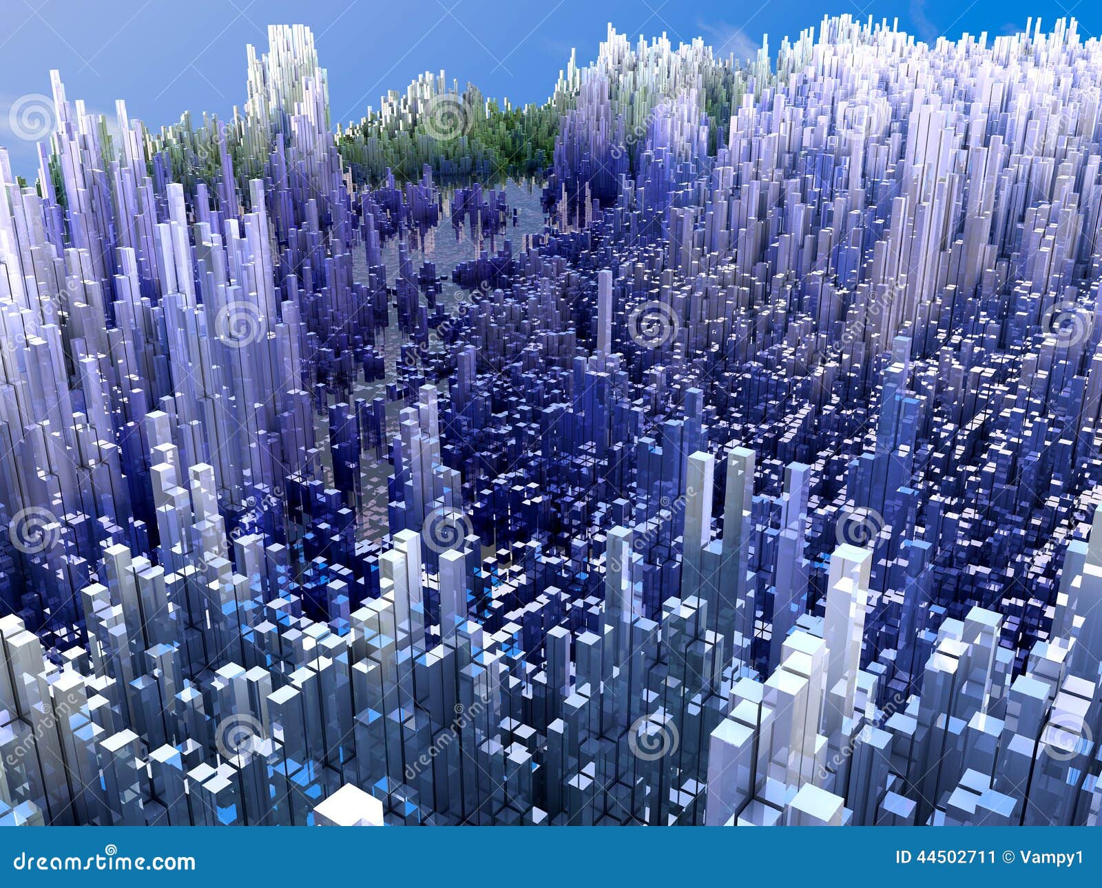 Stad Van De Toekomst, Wolkenkrabbers, Science Fiction Stock Illustratie ...