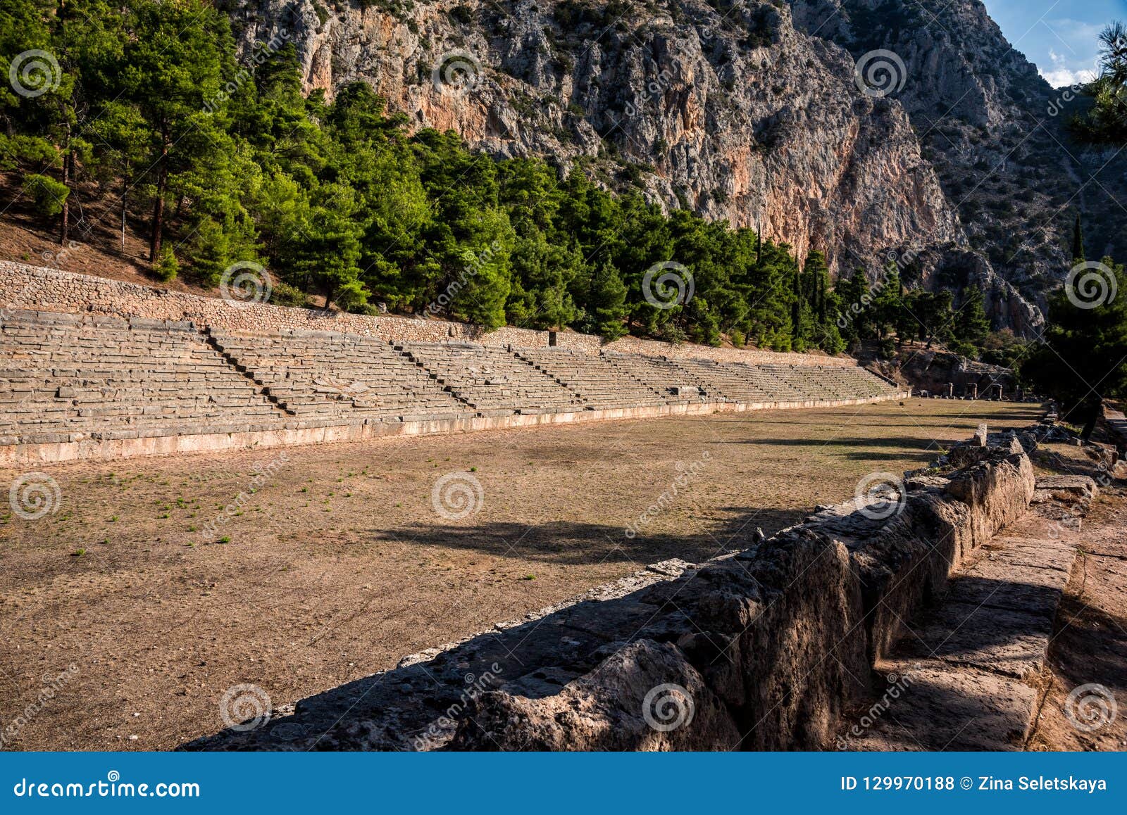 Stadium at the Ancient Delphi Site, Greece Stock Photo - Image of ...
